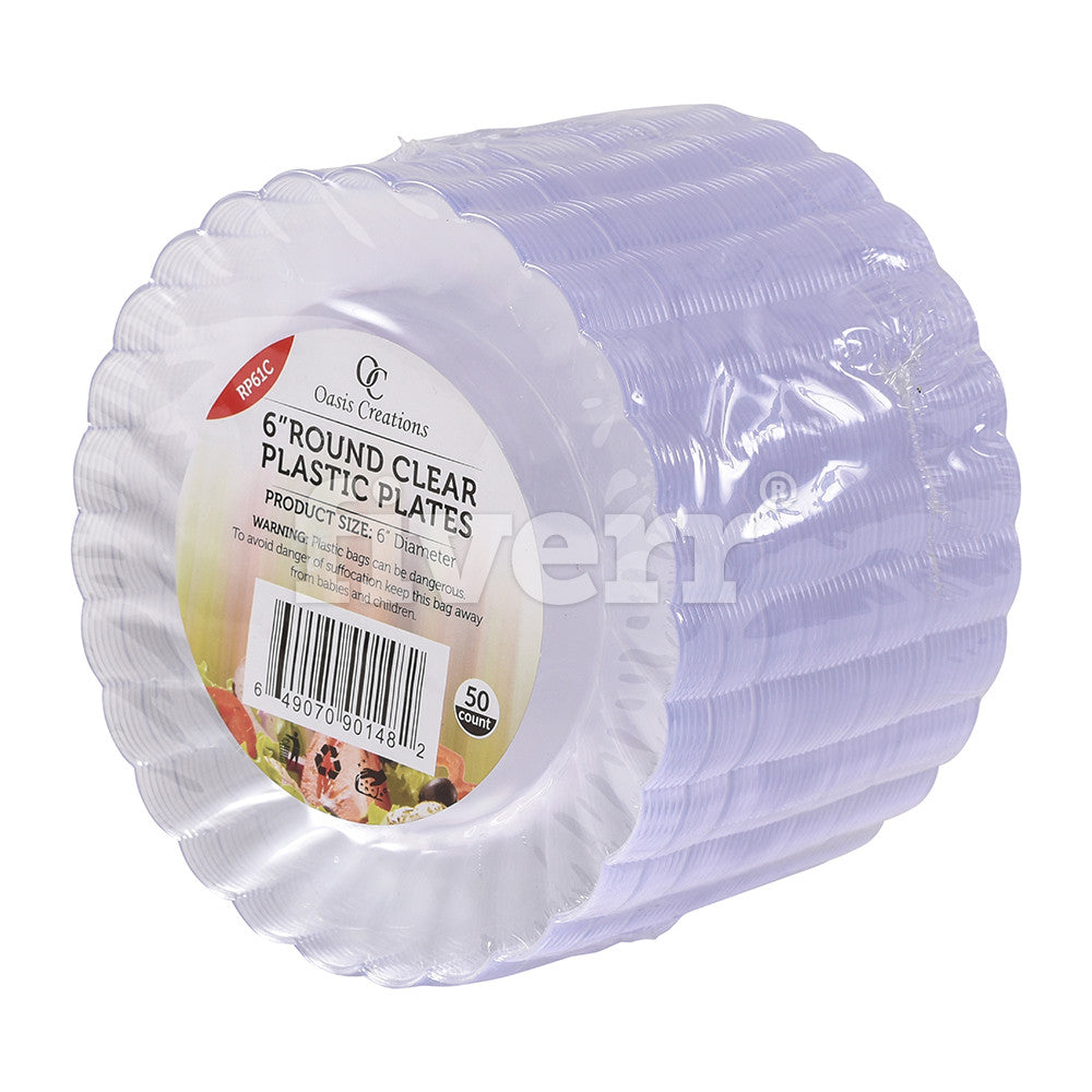6" Clear Round Plates (50 count) – Oasis Creations